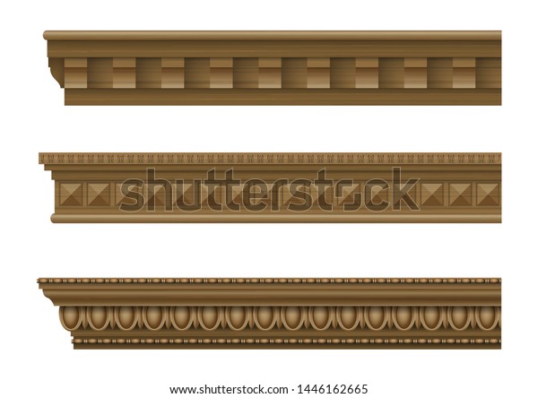 Set Classical Cornices Walls Buildings Wooden Stock Vector (Royalty ...