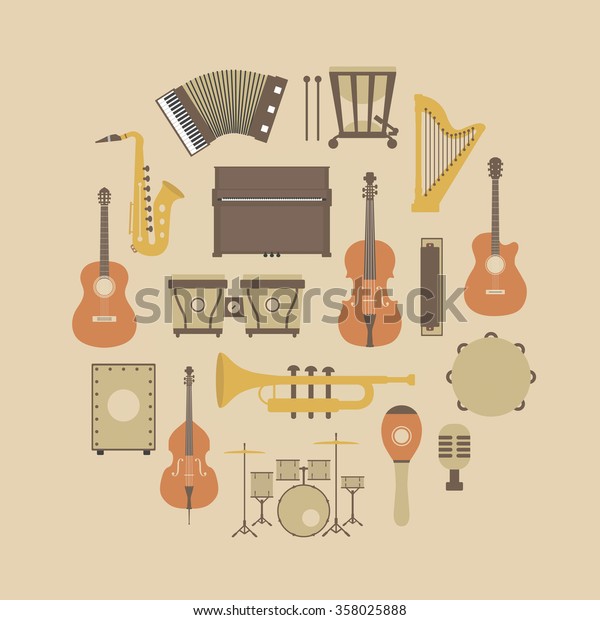 Set Classical Music Instrument Icon Retro Stock Vector (Royalty Free ...