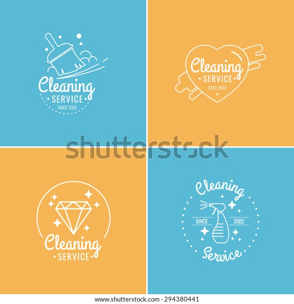 Set Cleaning Service Label Collection Logo Stock Vector (Royalty Free ...