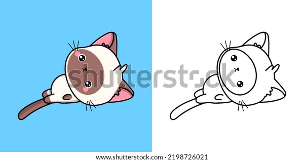 Set Clipart Cat Coloring Page Colored: vetor stock (livre de direitos ...