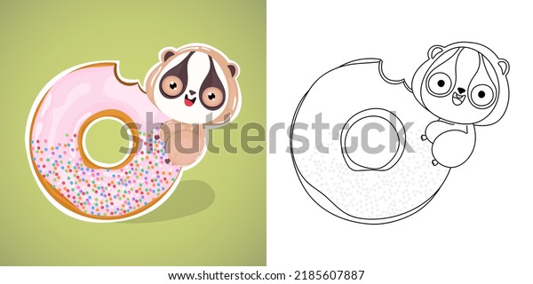 Set Clipart Slow Loris Coloring Page: vetor stock (livre de direitos ...