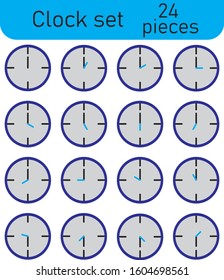 Set Clocks Vectors 24 Hours Stock Vector (Royalty Free) 1604698561