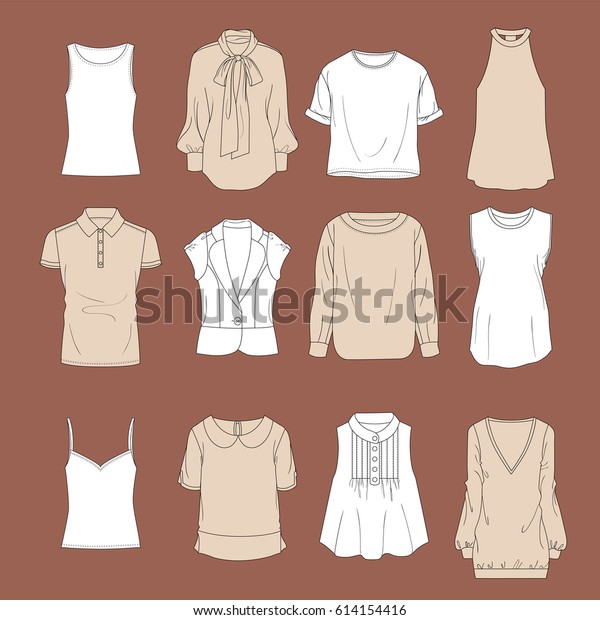 Set Clothes Blouses Icons Female Cloth Stock Vector (Royalty Free ...