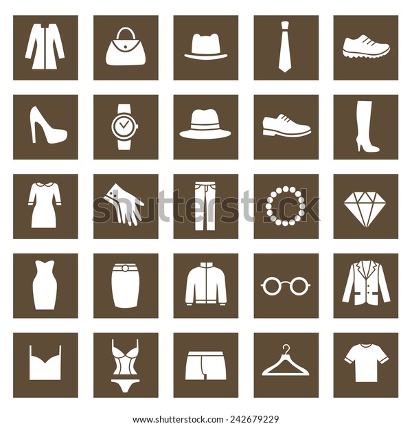 Set Clothes Icons Clothing Store Vector: เวกเตอร์สต็อก (ปลอดค่า ...