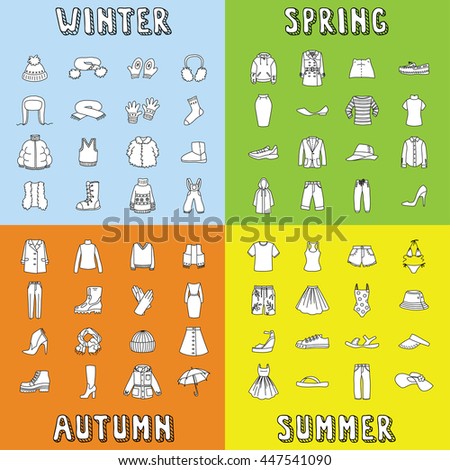 Set Clothing Icons Winter Spring Summer Vector de stock (libre de ...
