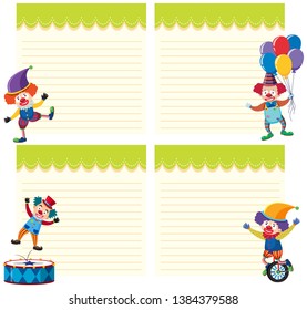 Set Clown On Note Template Illustration Stock Vector (Royalty Free ...