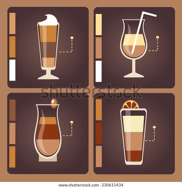 Set Cocktail Glasses Stock Vector Royalty Free 230615434