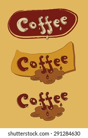 Set Coffee Labes On Yellow Background Stock Vector (Royalty Free ...