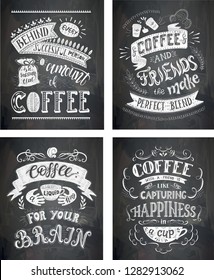 Set Coffee Quotes On Chalkboard Vector Stock Vector (Royalty Free ...