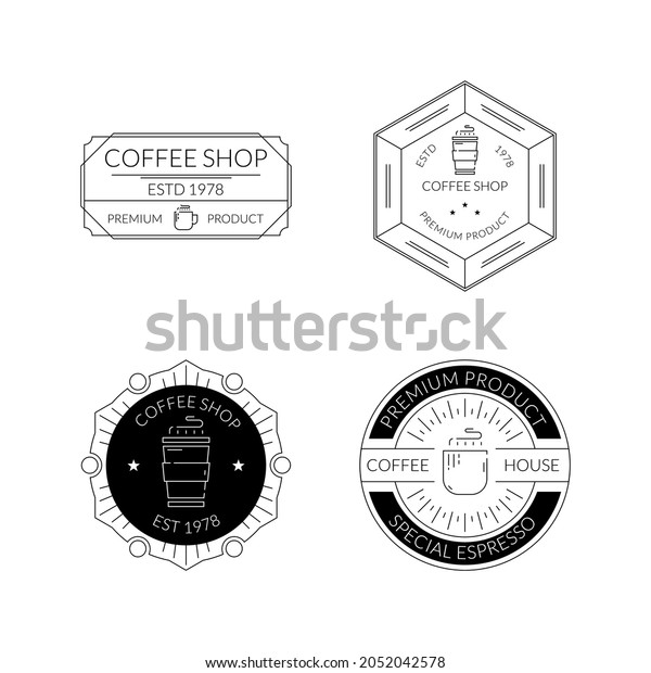 Set Coffee Shop Label Vector Illustration Stock Vector (Royalty Free ...