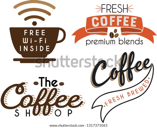 Set Coffee Stickers Labels Badges Coffee Stock Vector (Royalty Free ...