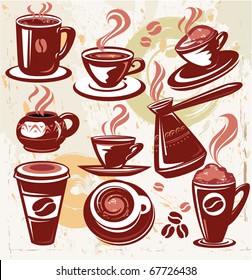 Set Coffee Symbols Stock Vector (Royalty Free) 67726438 | Shutterstock