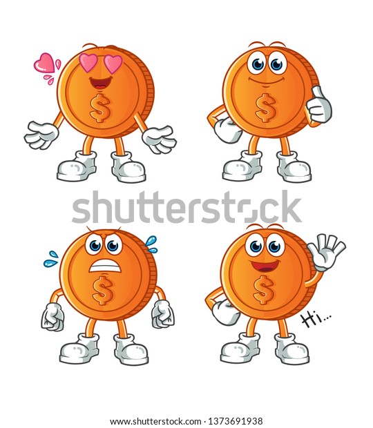 Set Coin Mascot Vector Cartoon Art Stock Vector (Royalty Free ...
