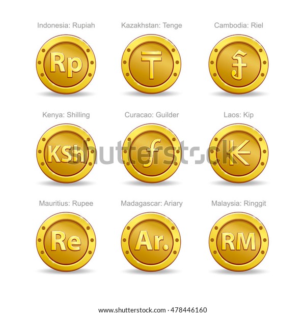 Set Coins Symbol Currency Stock Vector (Royalty Free) 478446160