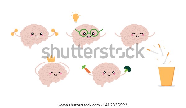 Set Collection Cartoon Brain Characters Nice Stock Vector (Royalty Free ...