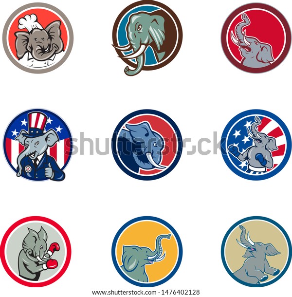 Set Collection Cartoon Character Mascot Style Stock Vector (Royalty ...