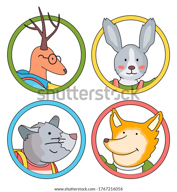 Set Collection Cartoon Characters Icons Avatars Stock Vector (Royalty ...