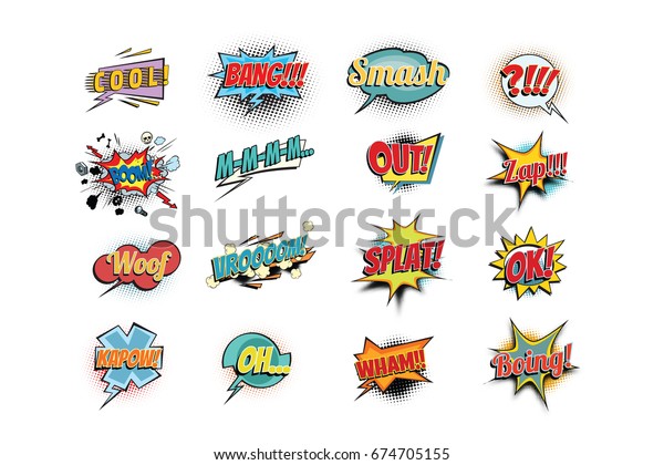 Set Collection Comic Phrases Words Cool Stock Vector (Royalty Free ...