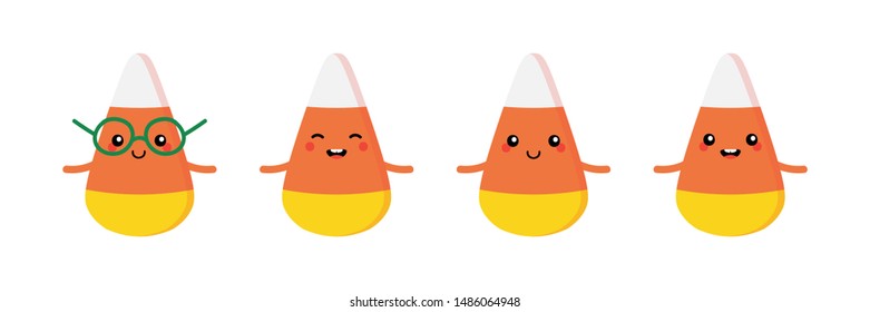 Set Collection Cute Cartoon Smiling Candy: เวกเตอร์สต็อก (ปลอดค่า ...