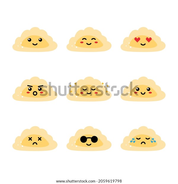 Set Collection Pack Dumplings Emoji Vector: เวกเตอร์สต็อก (ปลอดค่า ...