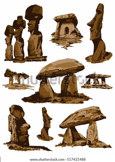 Set Color Dolmens Megalithsvector Stock Vector (Royalty Free) 517421488 ...
