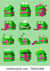 Set Color Emoji Gift Boxes Vector Stock Vector (Royalty Free) 750012208 ...