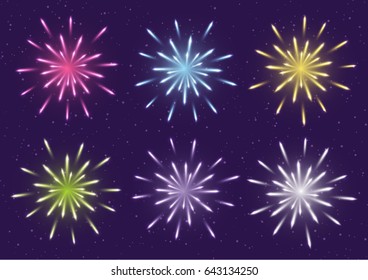Set Color Fireworks Your Design Stock Vector (Royalty Free) 643134250 ...
