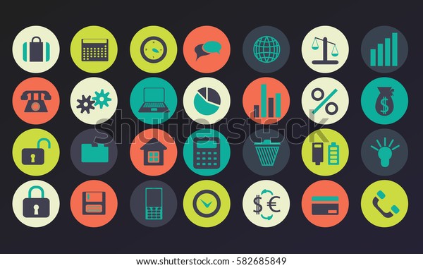 Set Color Icons Flat Design Company Stock Vector (Royalty Free) 582685849
