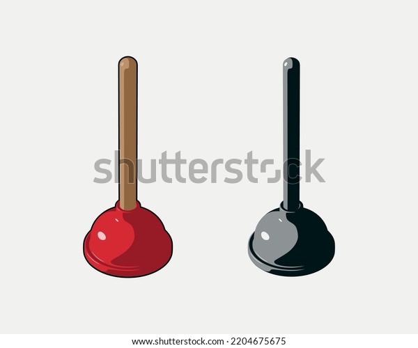 Set Color Illustrations Plunger On White Stock Vector (Royalty Free ...
