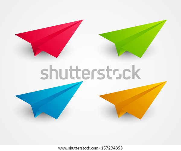Set Color Paper Airplanes Stock Vector (Royalty Free) 157294853 ...