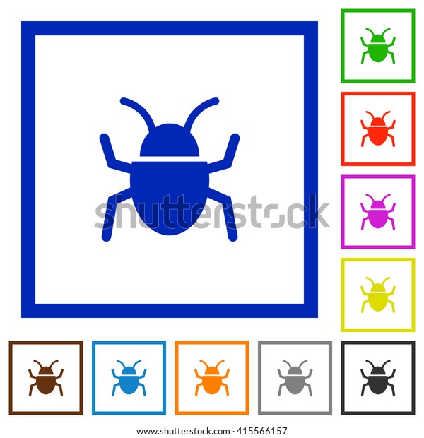 Set Color Square Framed Bug Flat Stock Vector (Royalty Free) 415566157 ...