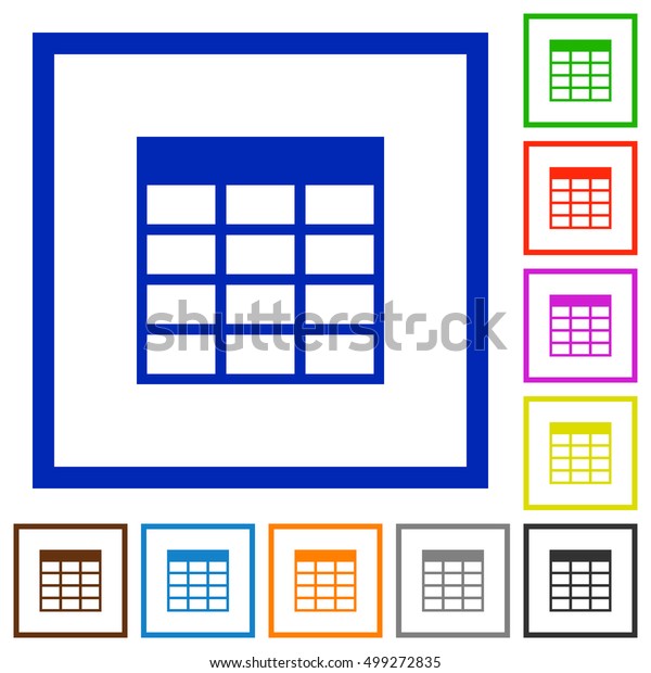 Set Color Square Framed Spreadsheet Table Stock Vector (Royalty Free ...