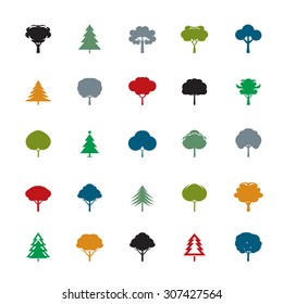 Set Color Tree Vector Icons Stock Vector (Royalty Free) 307427564 ...