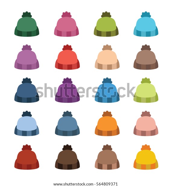 Set Color Winter Hats White Background Stock Vector (Royalty Free ...
