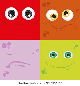 Set Colored Backgrounds Different Facial Expressions Stock Vector ...