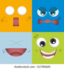 Set Colored Backgrounds Different Facial Expressions Stock Vector ...