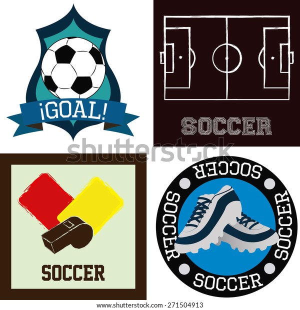 Set Colored Backgrounds Labels Soccer Elements Stock Vector (Royalty ...