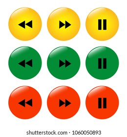 Set Colored Buttons Icons Rewind Pause Stock Vector (Royalty Free ...