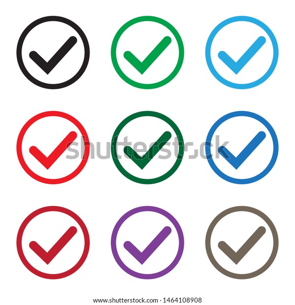 Set Colored Check Mark Icons Tick Stock Vector (Royalty Free ...