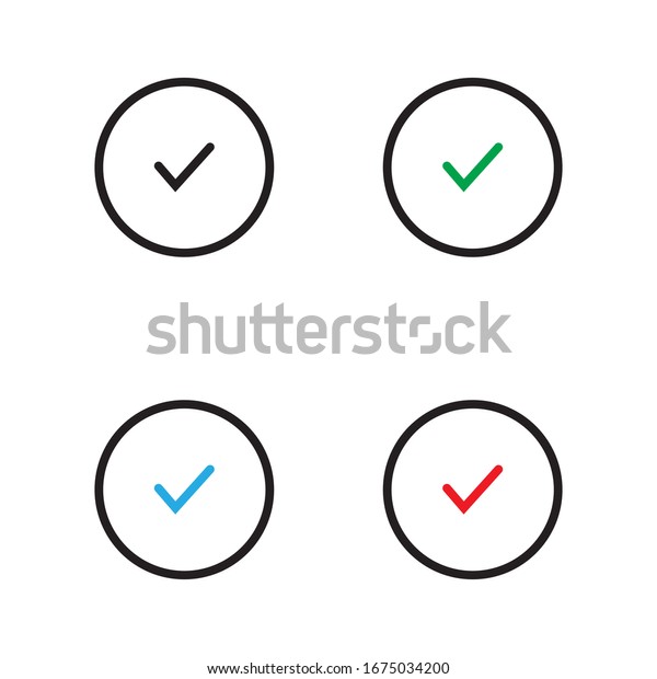 Set Colored Check Mark Icons Tick Stock Vector (Royalty Free ...