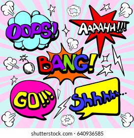 Set Colored Comic Book Text Sound: Stock-Vektorgrafik (Lizenzfrei ...