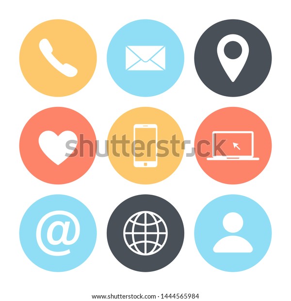 Set Colored Contact Icons Web Communication Stock Vector (Royalty Free ...