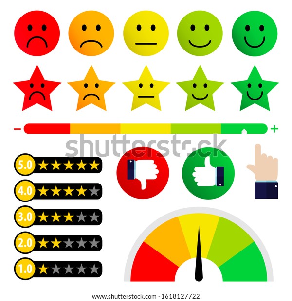 Set Colored Emoticon Different Mood Rating Stock Vector (Royalty Free ...