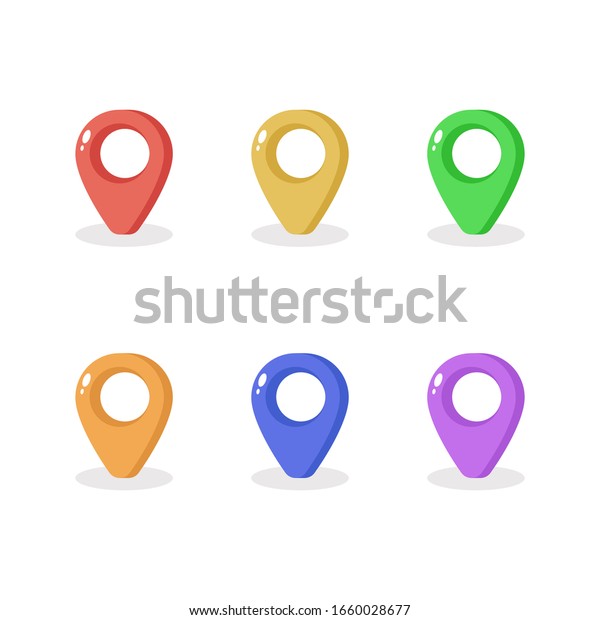 Set Colored Icons Map Markers On Stock Vector (Royalty Free) 1660028677 ...