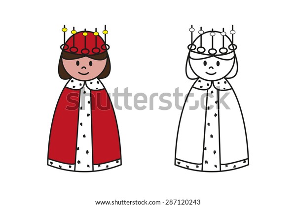 Set Colored Outline Cartoon Queen Preschool Stock Vector (Royalty Free ...