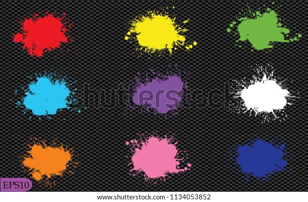 Set Colored Paint Splat Drops Painted Stock Vector (Royalty Free ...
