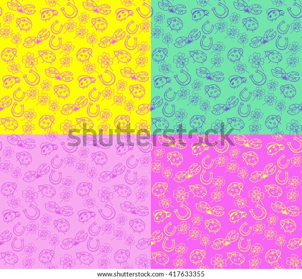 Set Colored Symbols Good Luck Colored Stock Vector (Royalty Free ...