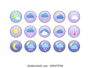 Set Colored Weather Icons Stock Vector (Royalty Free) 659673796 ...