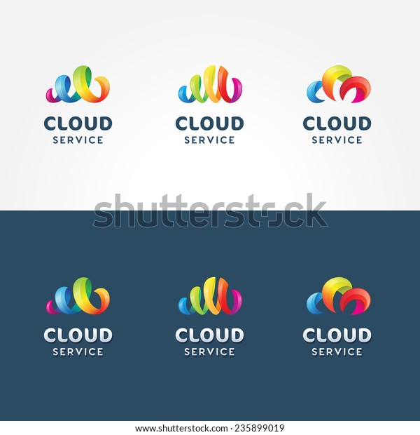 Set Colorful 3d Iconic Logo Templates Stock Vector (Royalty Free ...