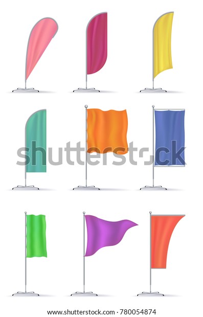 Set Colorful Advertisement Blank Flags Banners Stock Vector (Royalty ...